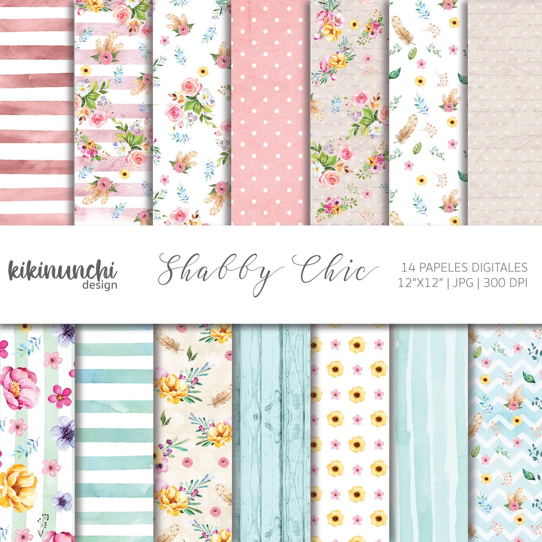 High Quality Shabby Chic Digital Papers, Floral Papers Design, Floral ...