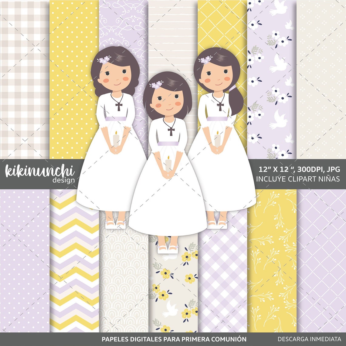 First Communion Digital Papers, Digital Backgrounds, Printable Paper ...