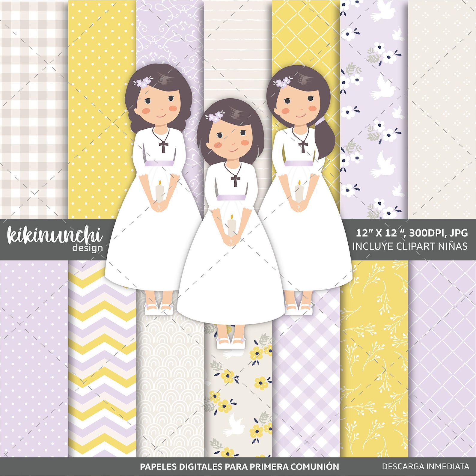 First Communion Digital Papers, Digital Backgrounds, Printable Paper ...