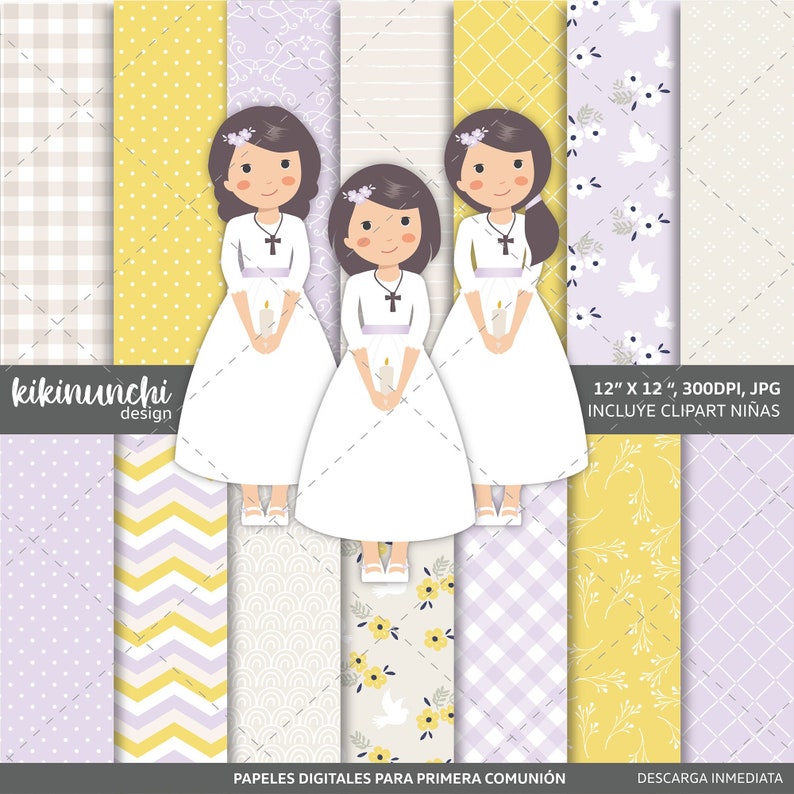 First Communion Digital Papers, Digital Backgrounds, Printable Paper ...
