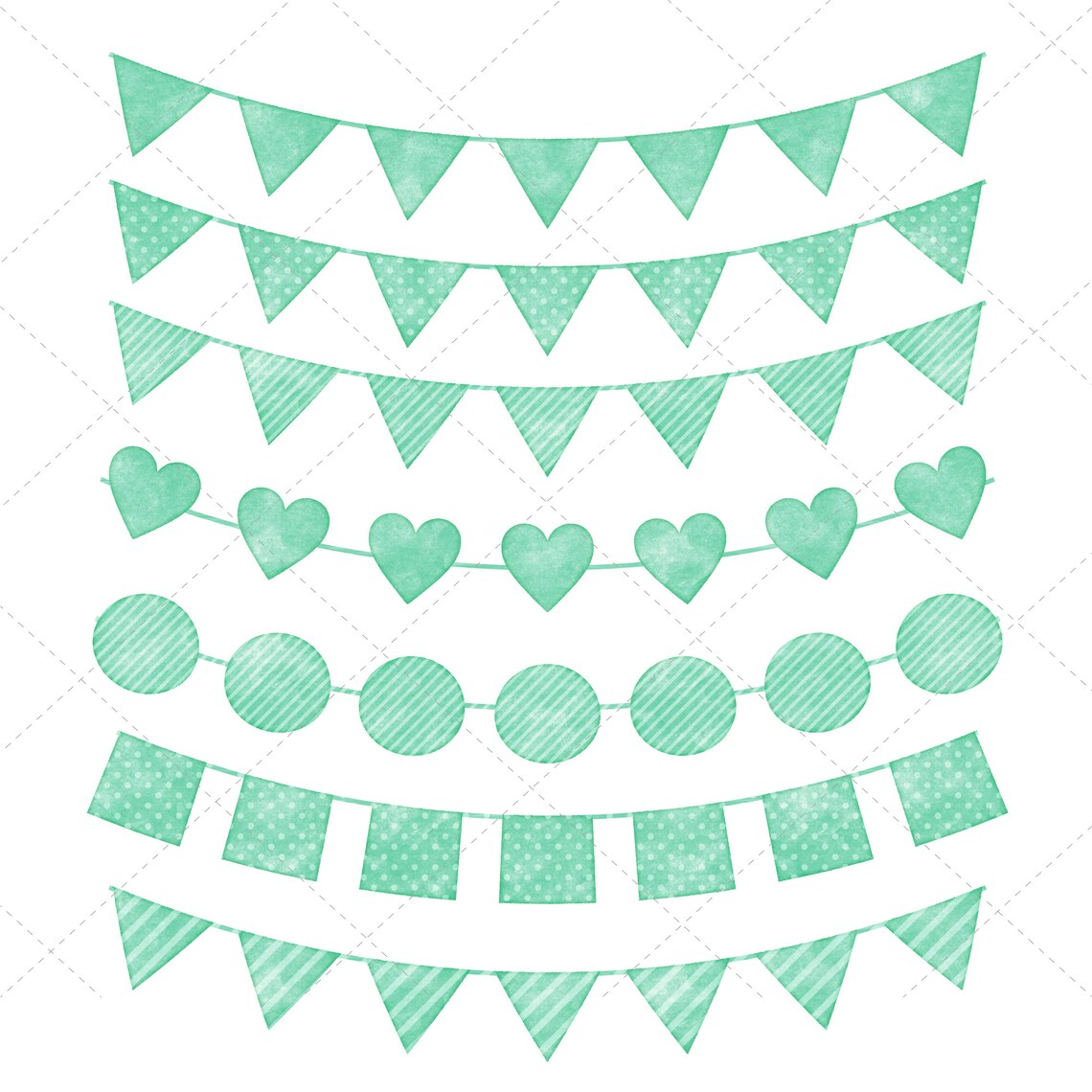 Watercolor Bunting Clipart Watercolor Pennants Watercolor - Etsy