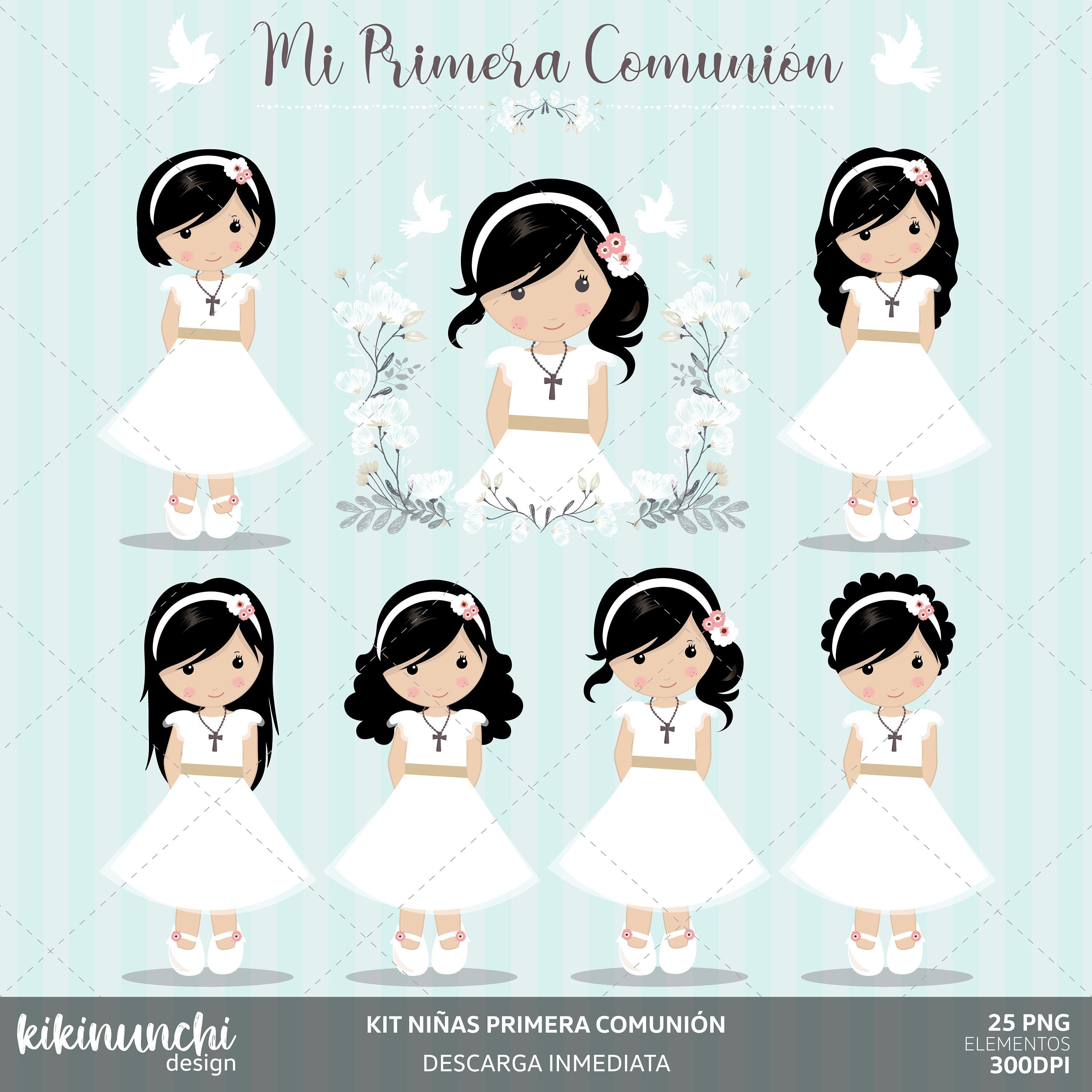 Niñas Primera Comunión, clipart para niñas. Personajes de comunión ...