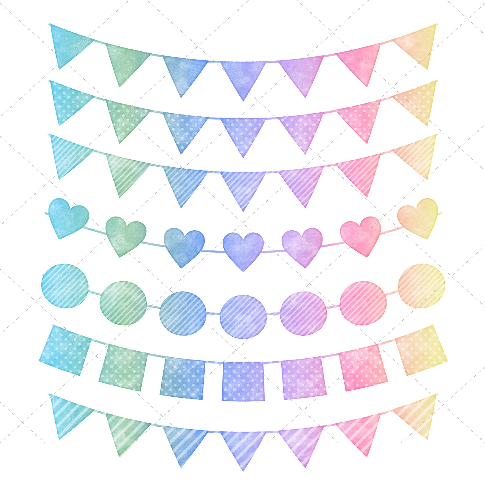 Watercolor Bunting Clipart Watercolor Pennants Watercolor - Etsy
