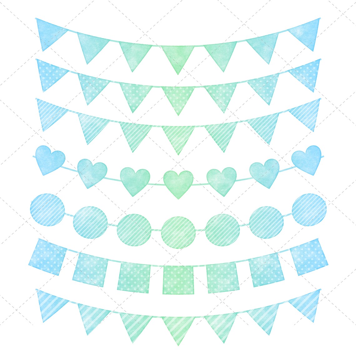 Watercolor Bunting Clipart Watercolor Pennants Watercolor - Etsy