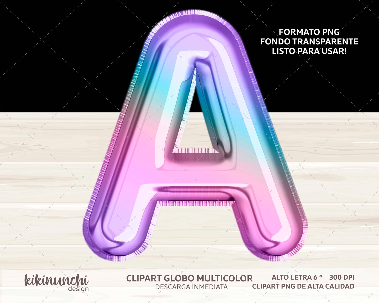 Rainbow Foil Balloon Alphabet Clip Art, Metallic Balloon Lettering ...