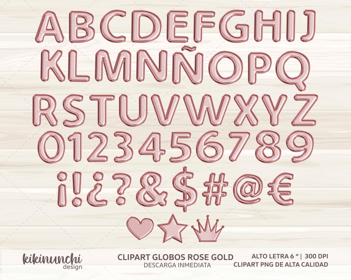 Rose Gold Foil Balloon Alphabet Clip Art, Metallic Balloon Lettering ...