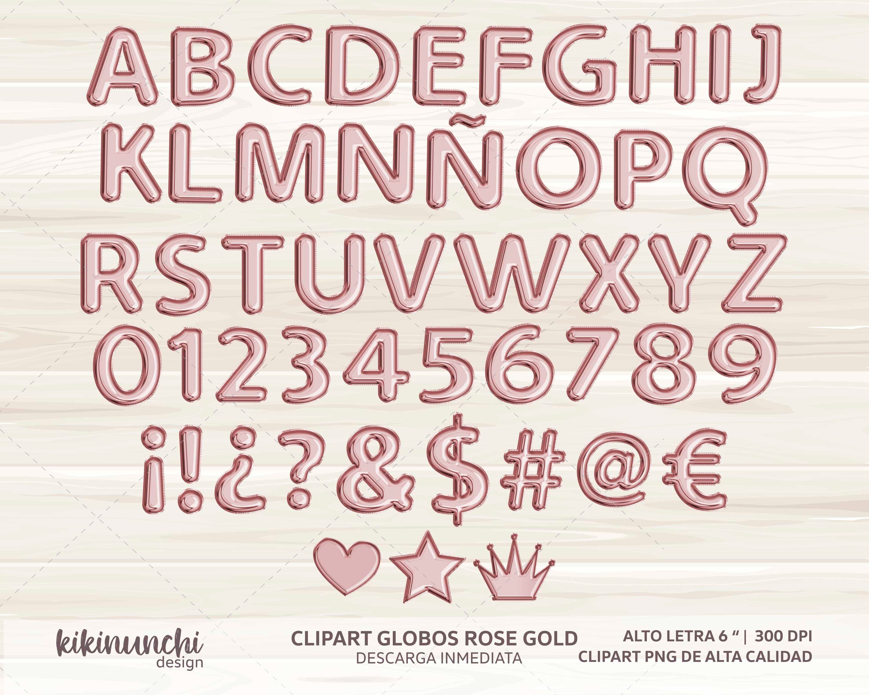 Rose Gold Foil Balloon Alphabet Clip Art, Metallic Balloon Lettering ...