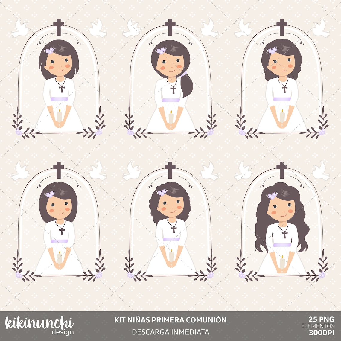 Girls First Communion Clipart for Girls. Communion - Etsy