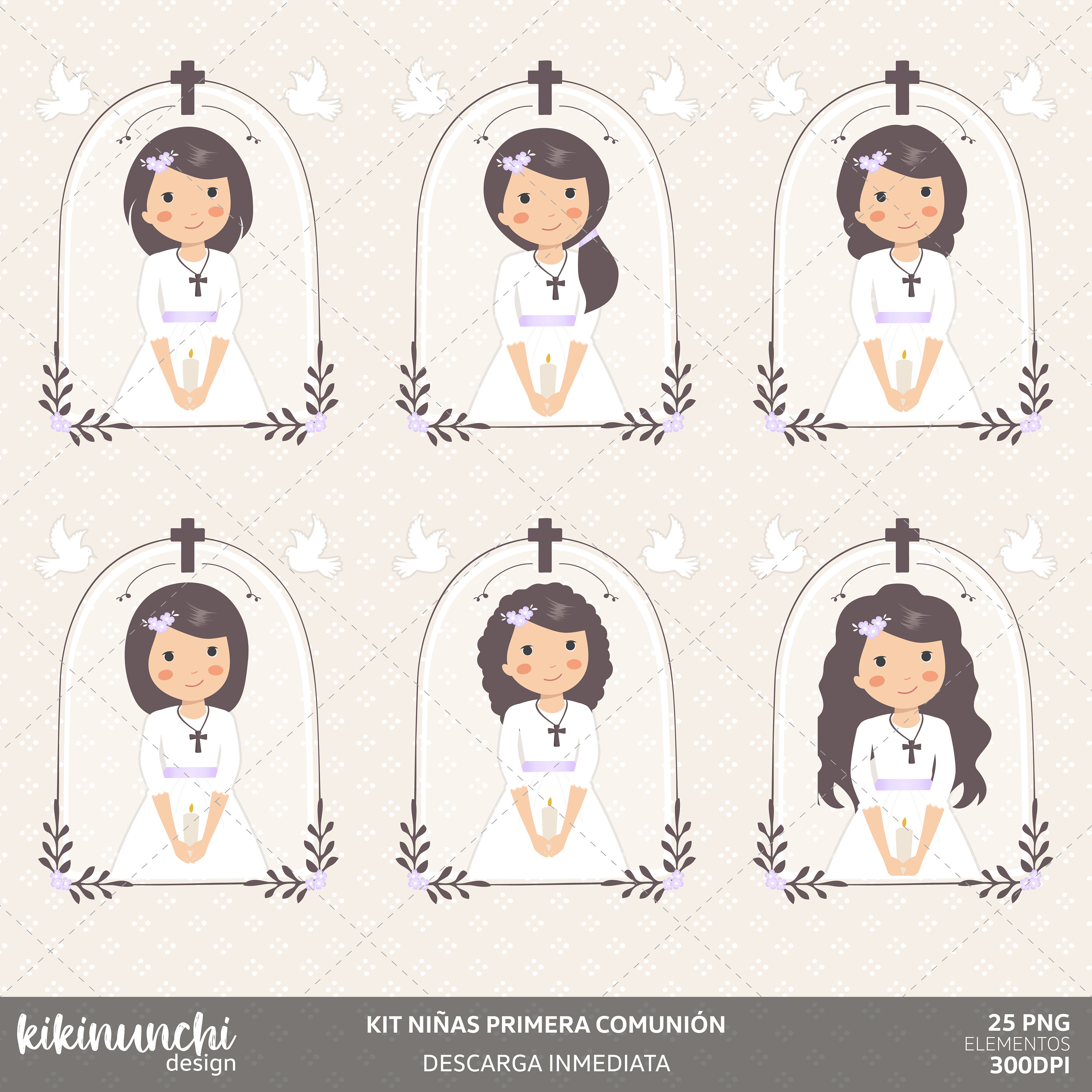 Girls First Communion, Clipart for Girls. Communion Characters ...