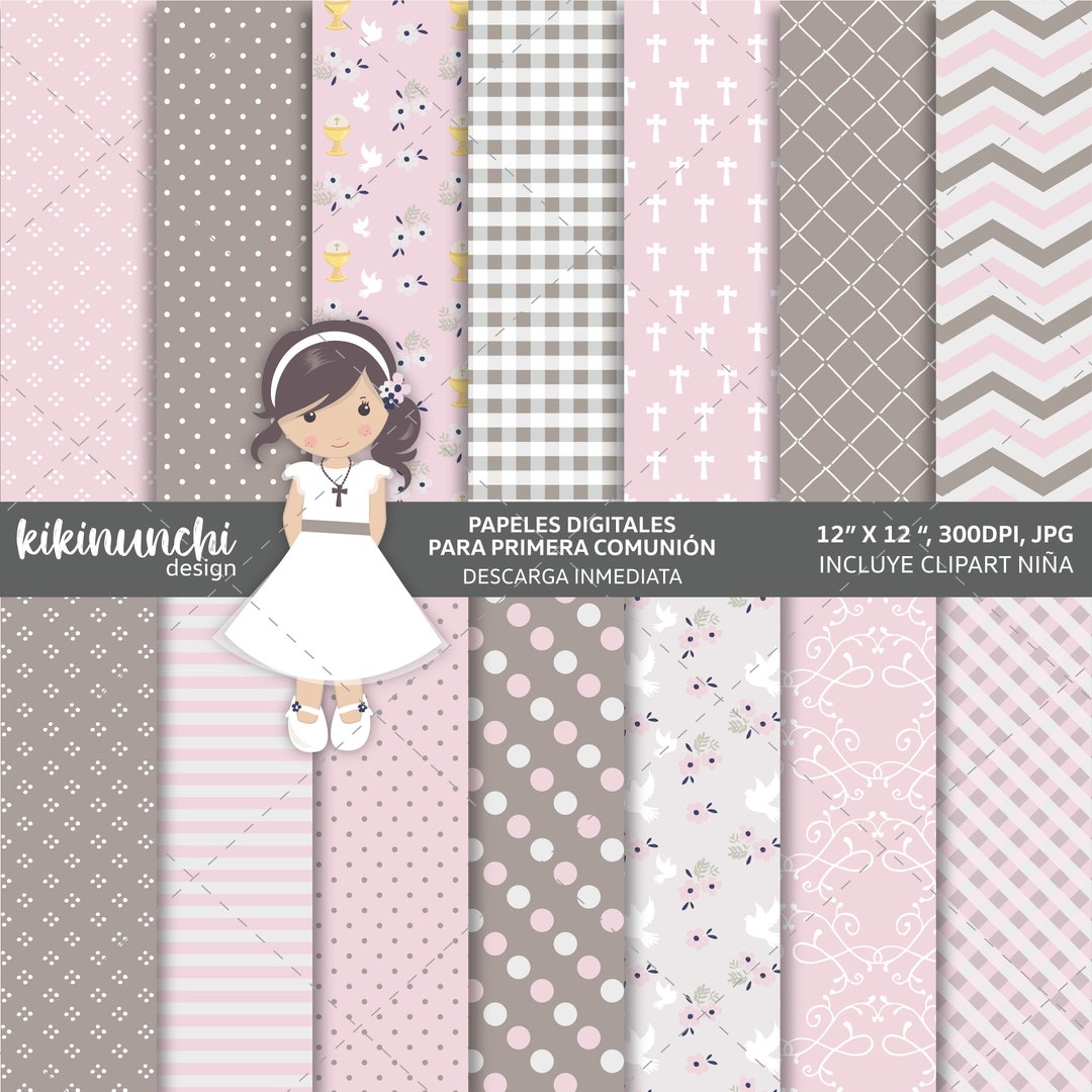 First Communion Digital Papers, Digital Backgrounds, Printable Paper ...