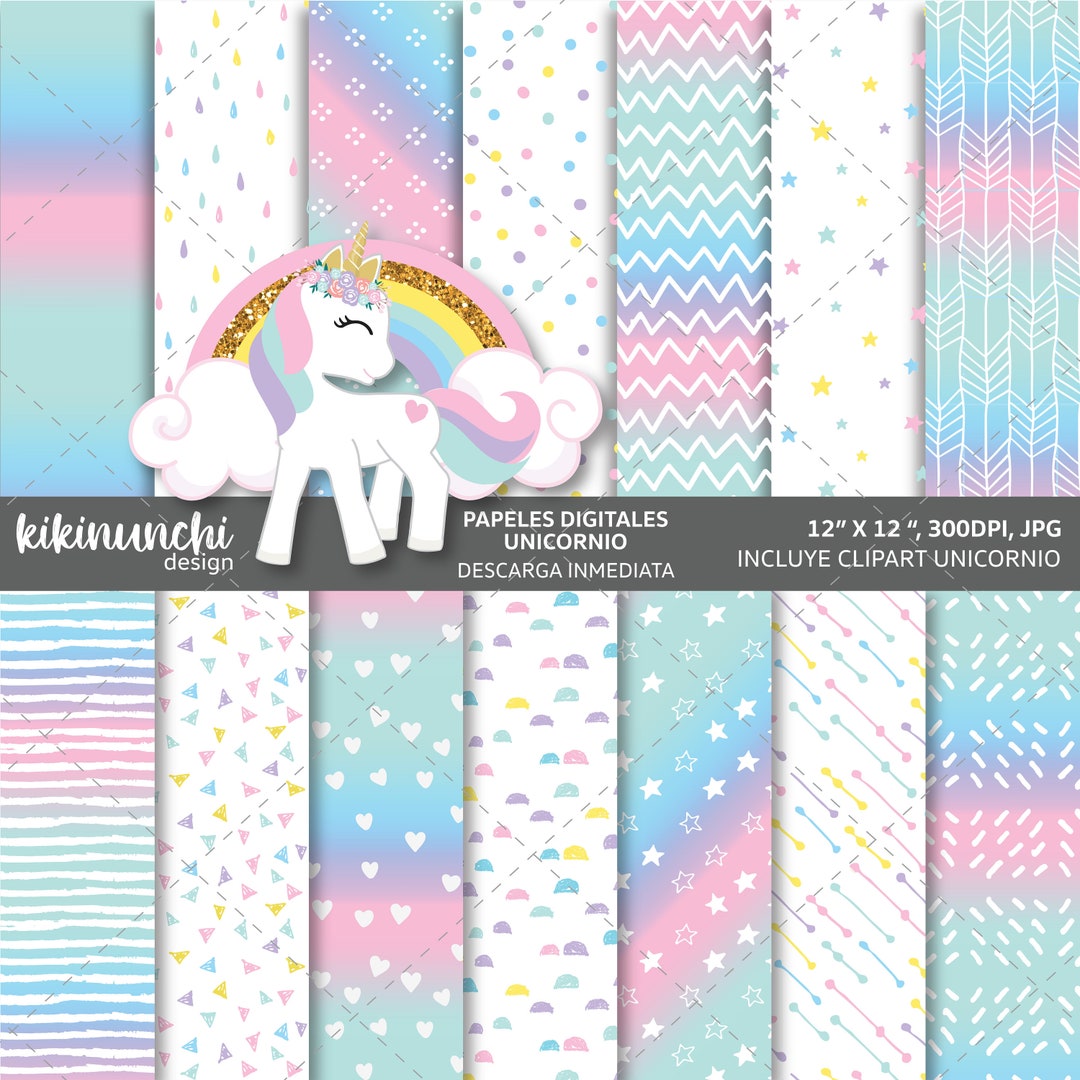 Unicorn Digital Papers, Digital Backgrounds, Printable Paper, Digital ...