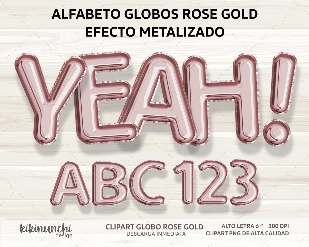 Rose Gold Foil Balloon Alphabet Clip Art, Metallic Balloon Lettering ...