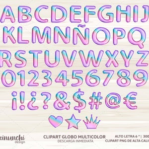 Rainbow Foil Balloon Alphabet Clip Art, Metallic Balloon Lettering ...