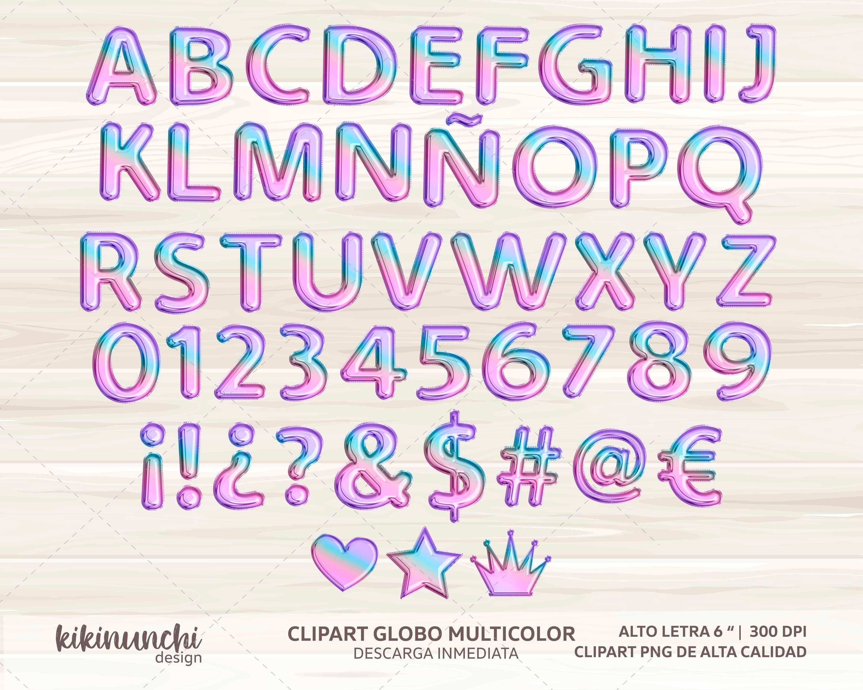 Rainbow Foil Balloon Alphabet Clip Art, Metallic Balloon Lettering ...