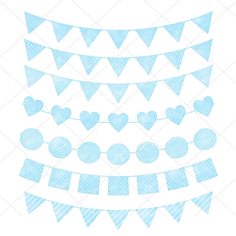 Watercolor Bunting Clipart, Watercolor Pennants, Watercolor Garlands ...