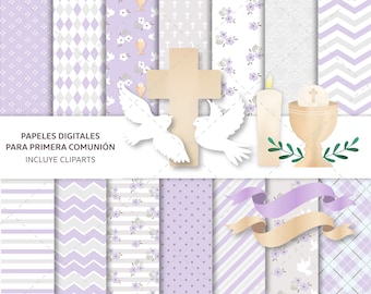 Christian Digital Papers First Communion Papers Church | Etsy