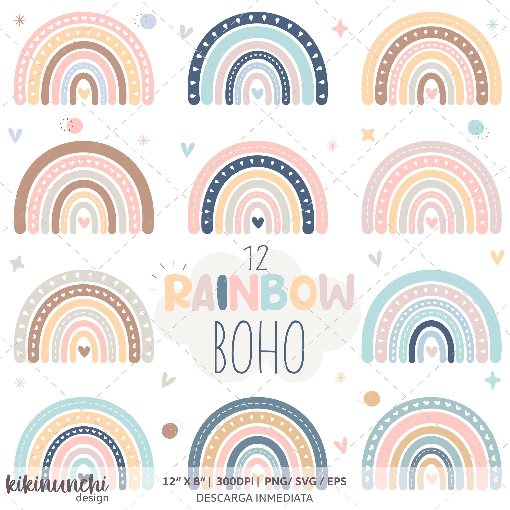 Boho Rainbows, Boho, Rainbows, Pastel Rainbows, Boho Rainbow Clipart ...