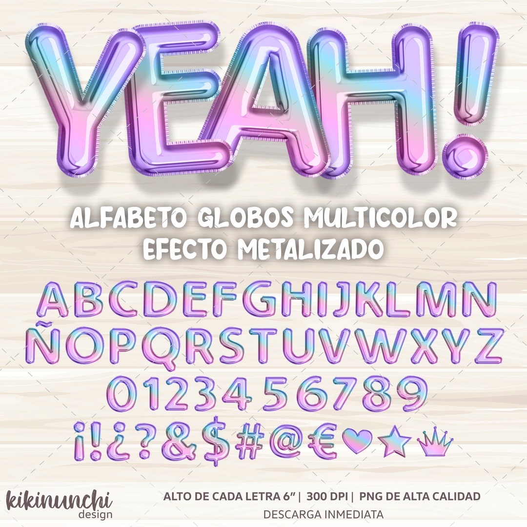 Rainbow Foil Balloon Alphabet Clip Art Metallic Balloon - Etsy