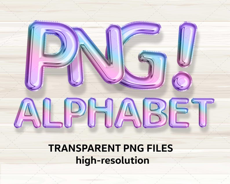 Rainbow Foil Balloon Alphabet Clip Art, Metallic Balloon Lettering ...