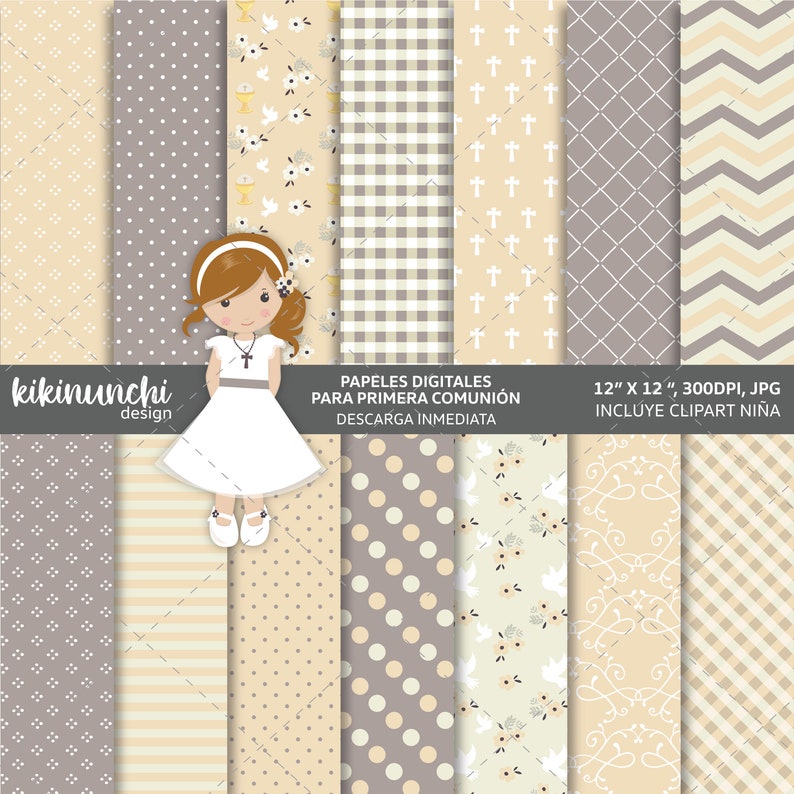 First Communion Digital Papers, Digital Backgrounds, Printable Paper ...