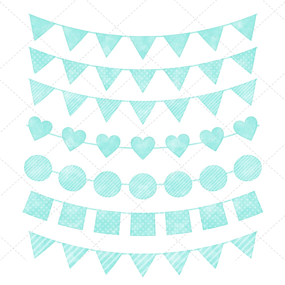 Watercolor Bunting Clipart Watercolor Pennants Watercolor - Etsy