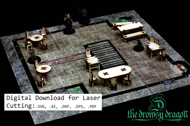 Tavern Tables and Chairs Kit - Digital Download for Laser Cutting (.svg ...