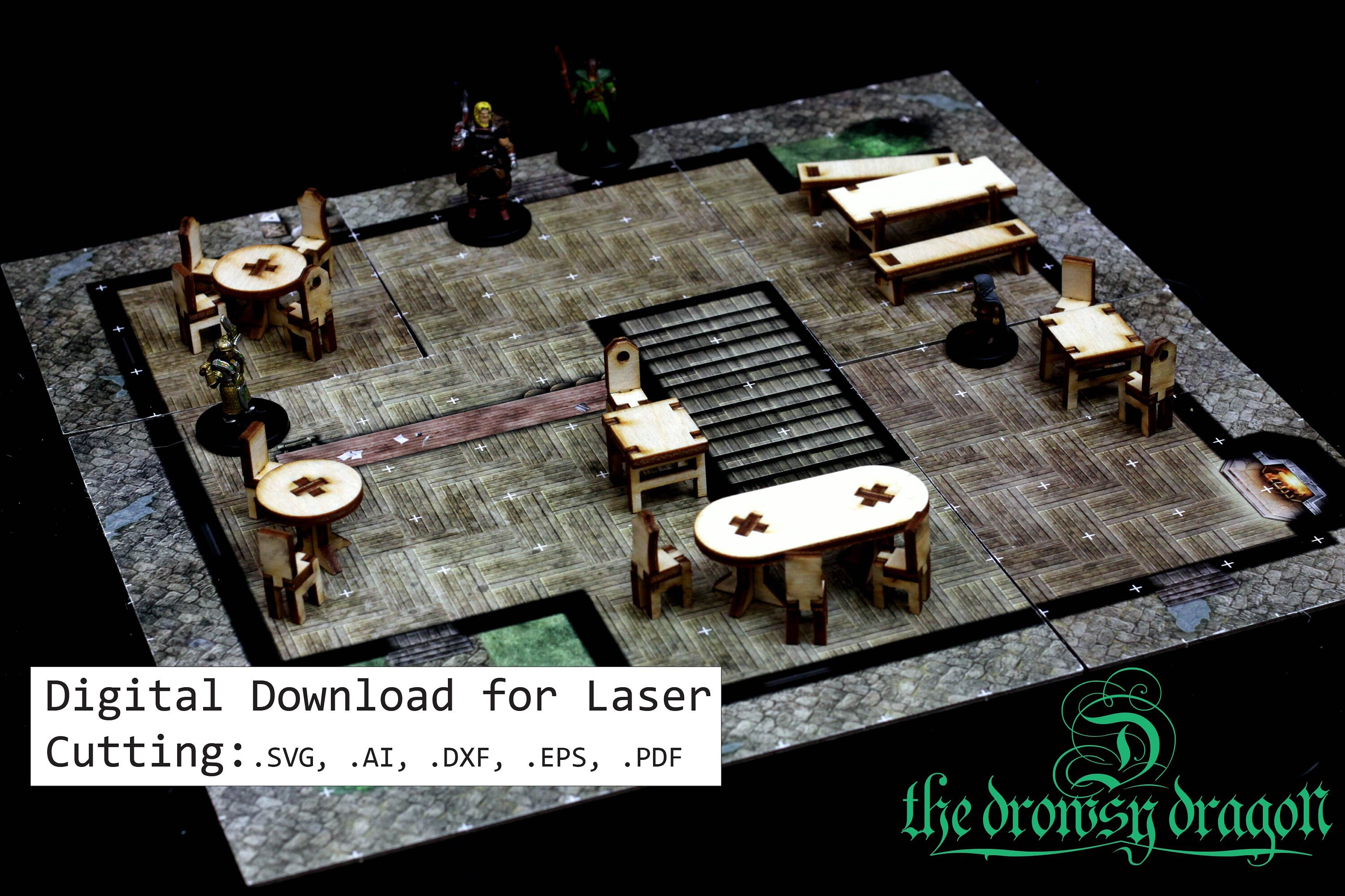 Tavern Tables and Chairs Kit - Digital Download for Laser Cutting (.svg ...