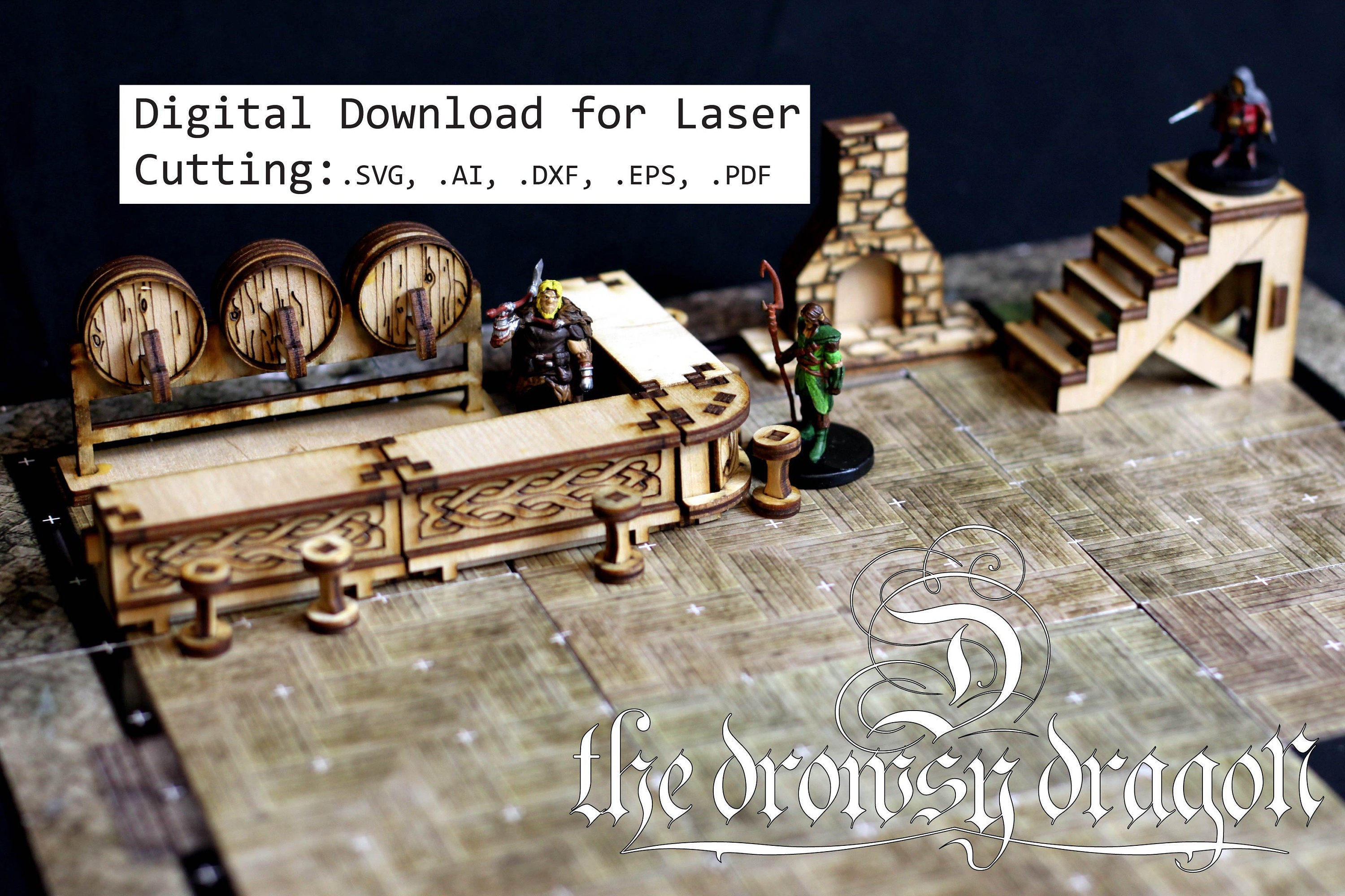 Tavern Furniture Set - Digital Download for Laser Cutting (.svg, .ai ...