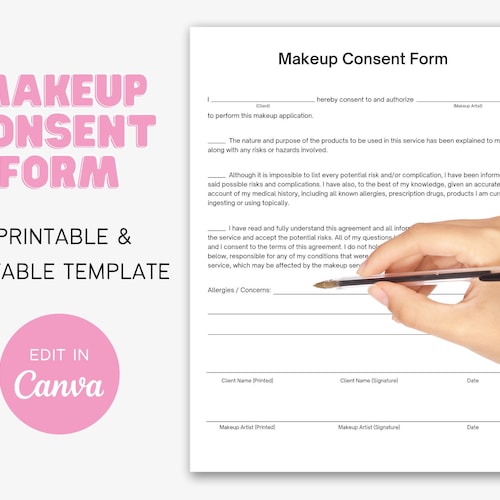 Makeup Consent Form Template Printable Canva Makeup - Etsy
