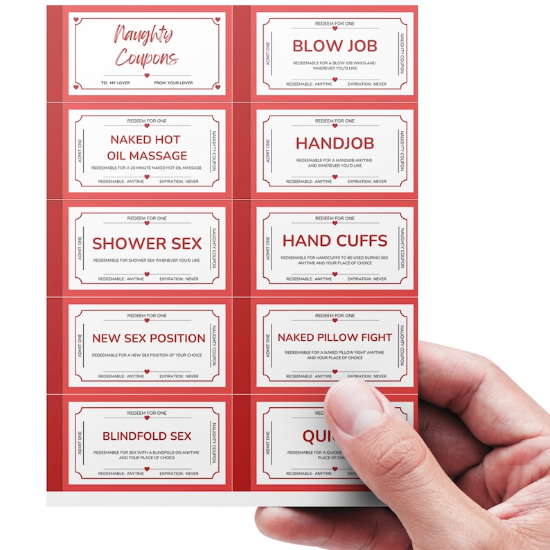 Naughty Coupons Digital Template | Printable, Sex Coupon, Anniversary ...