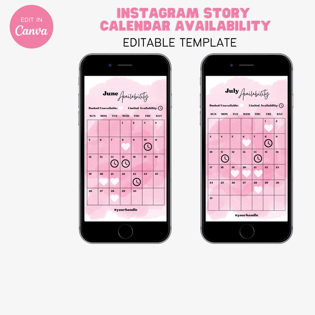 Instagram Story Calendar Availability Canva Template | Appointment ...