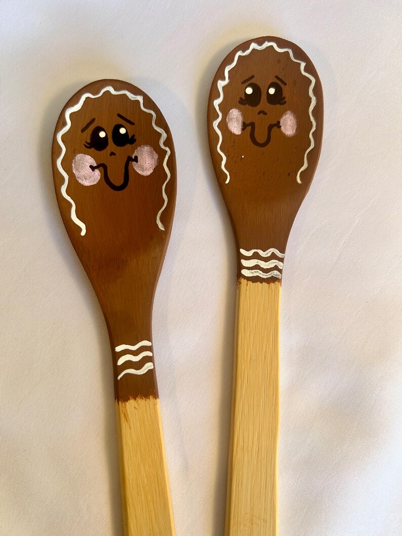 Gingerbread Character Wooden Spoons. Hand Painted With Adorable Smiling ...