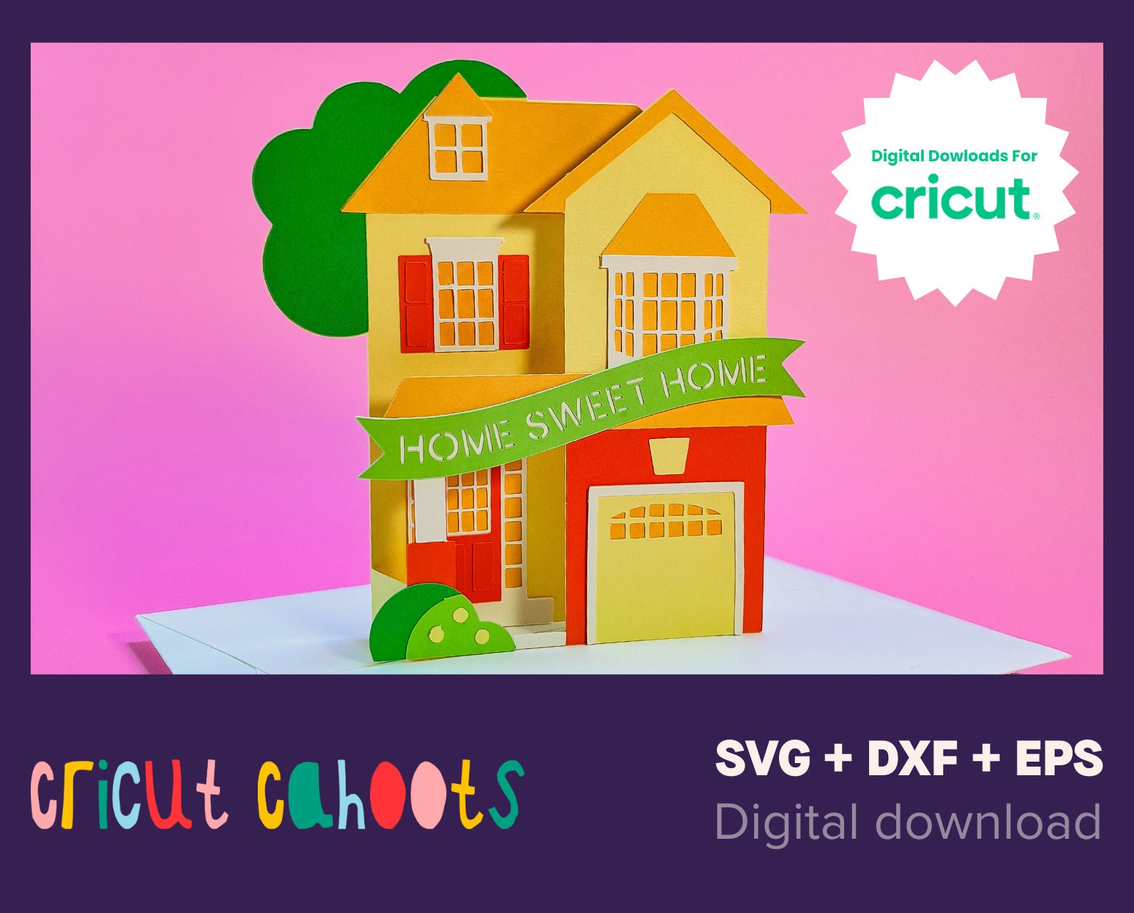 House Warming Box Card Template | 3D Papercut SVG Card Cut File ...