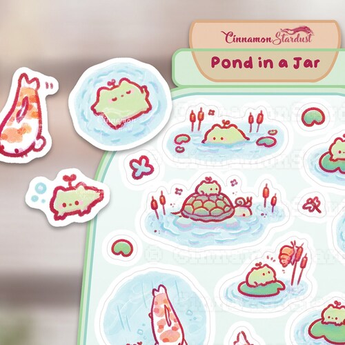 Kiwi and Sprout Jar Sticker Sheet Cute Frog Sticker Sheet - Etsy