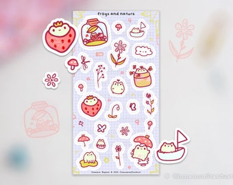 5 Large Cute Koi Frog and Turtle Stickers Sprout the Frog Cute Frog ...