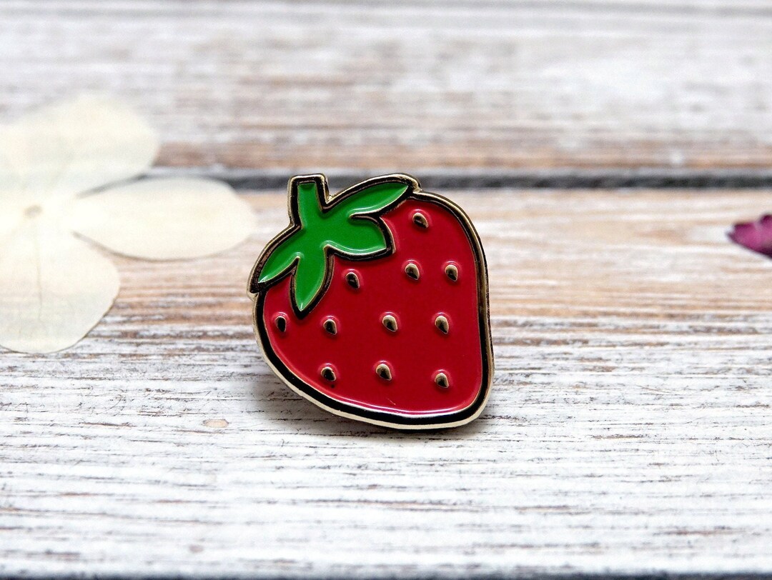 Cute Strawberry Enamel Pin - Etsy