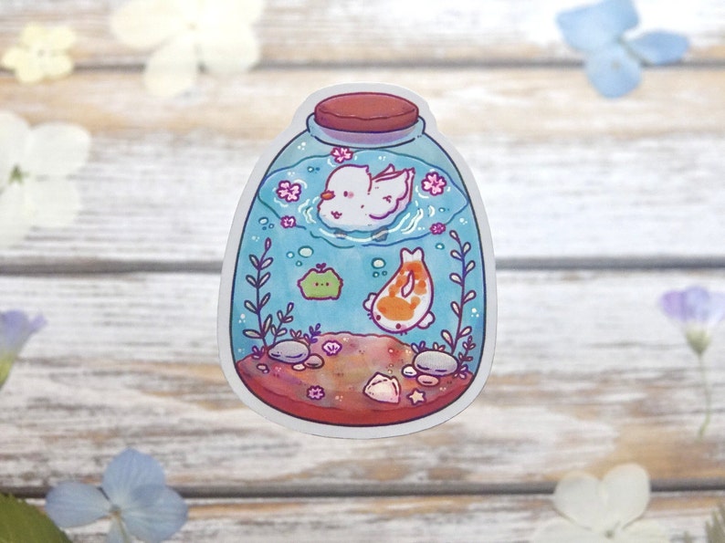 4 Cute Duck Froggy and Koi Fish Stickers Kawaii Duck - Etsy