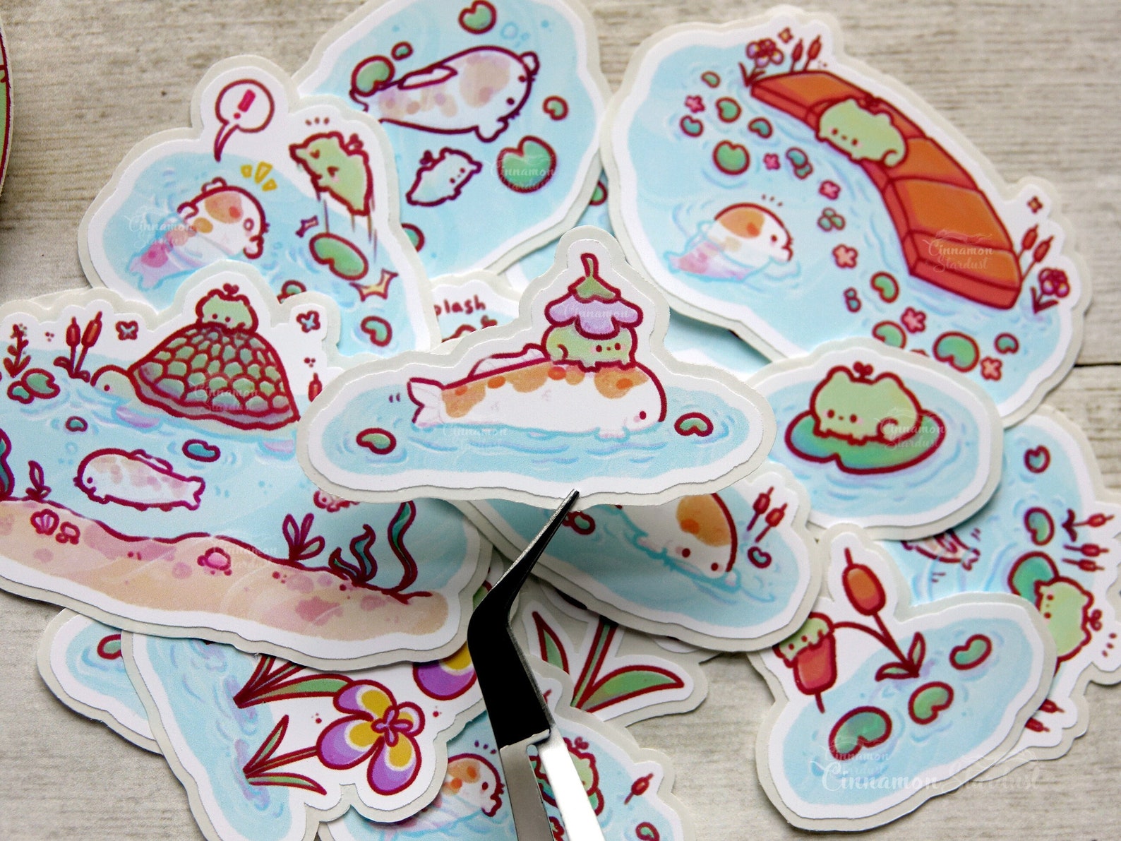 Kiwi and Sprout Pond Sticker Pack Cute Frog Stickers - Etsy