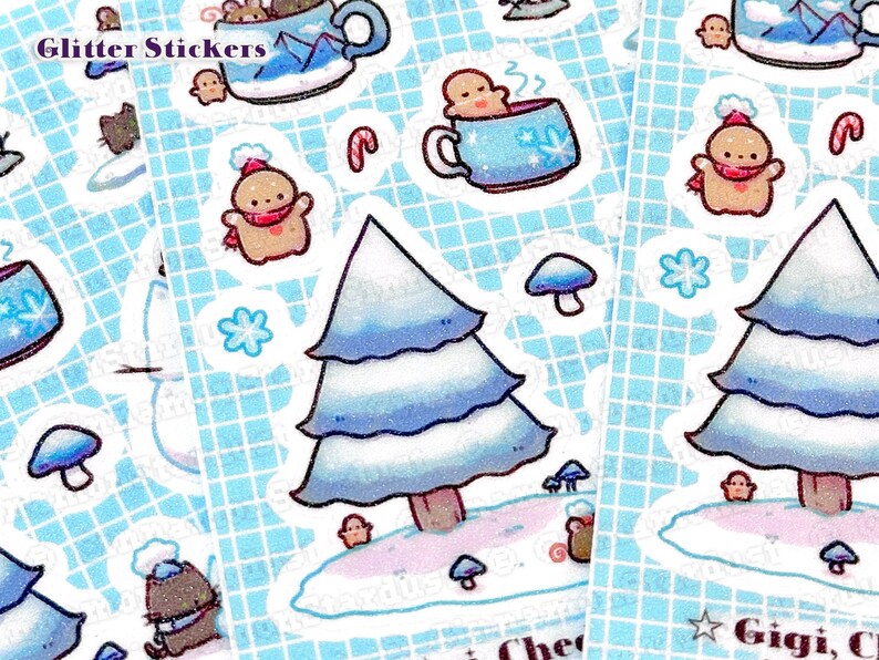 Glittery Stickers | Cute Gigi, Cheddar, and Cookie Winter Inspired ...