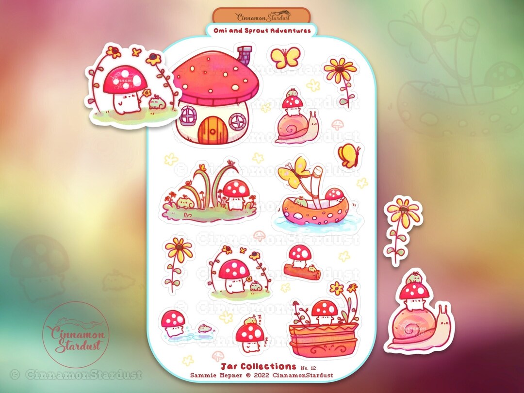 Glitter Textured Stickers Mushroom Sticker Cottage Core Omi the ...
