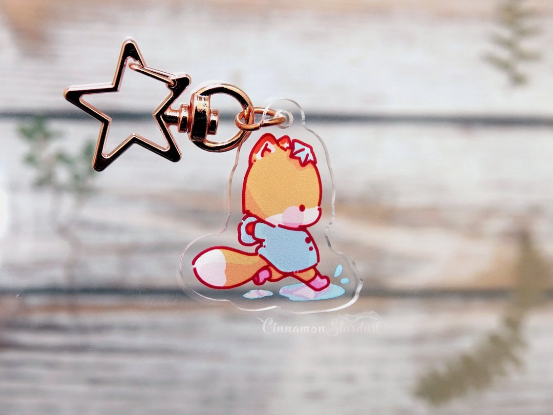 Cute Keychain Charm Cute Fox Keychain Charm Fin the Fox Rainy Day - Etsy