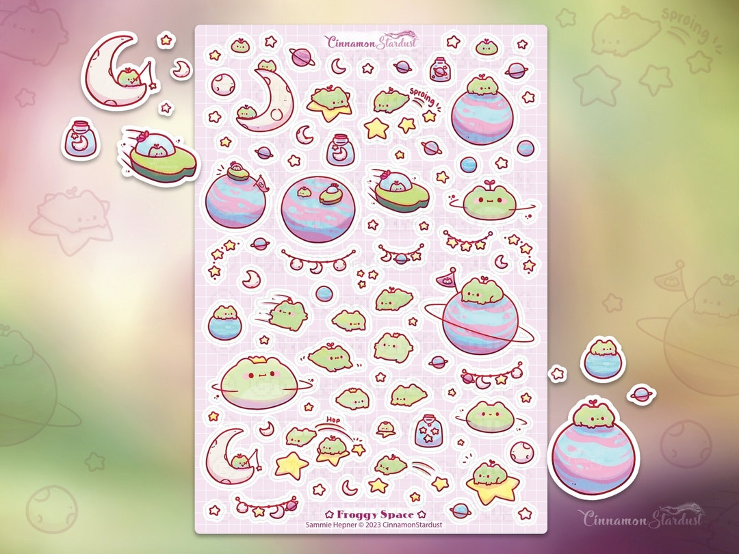 Froggy Space Stickers | Cute Space Frogs Stickers | Cute Frog Stickers ...