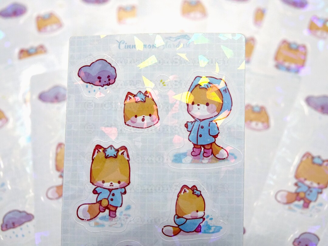 Shattered Glass Holographic Stickers | Cute Kawaii Stickers | Rainy Day ...