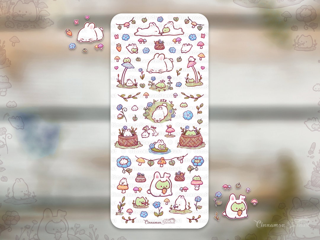 Glittery Stickers | Ribbit Rabbit | Borderless Small Stickers | Small ...