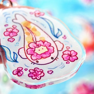 Cute Koi Fish and Froggy Keycharm | Epoxy Glitter Acrylic Keycharm ...