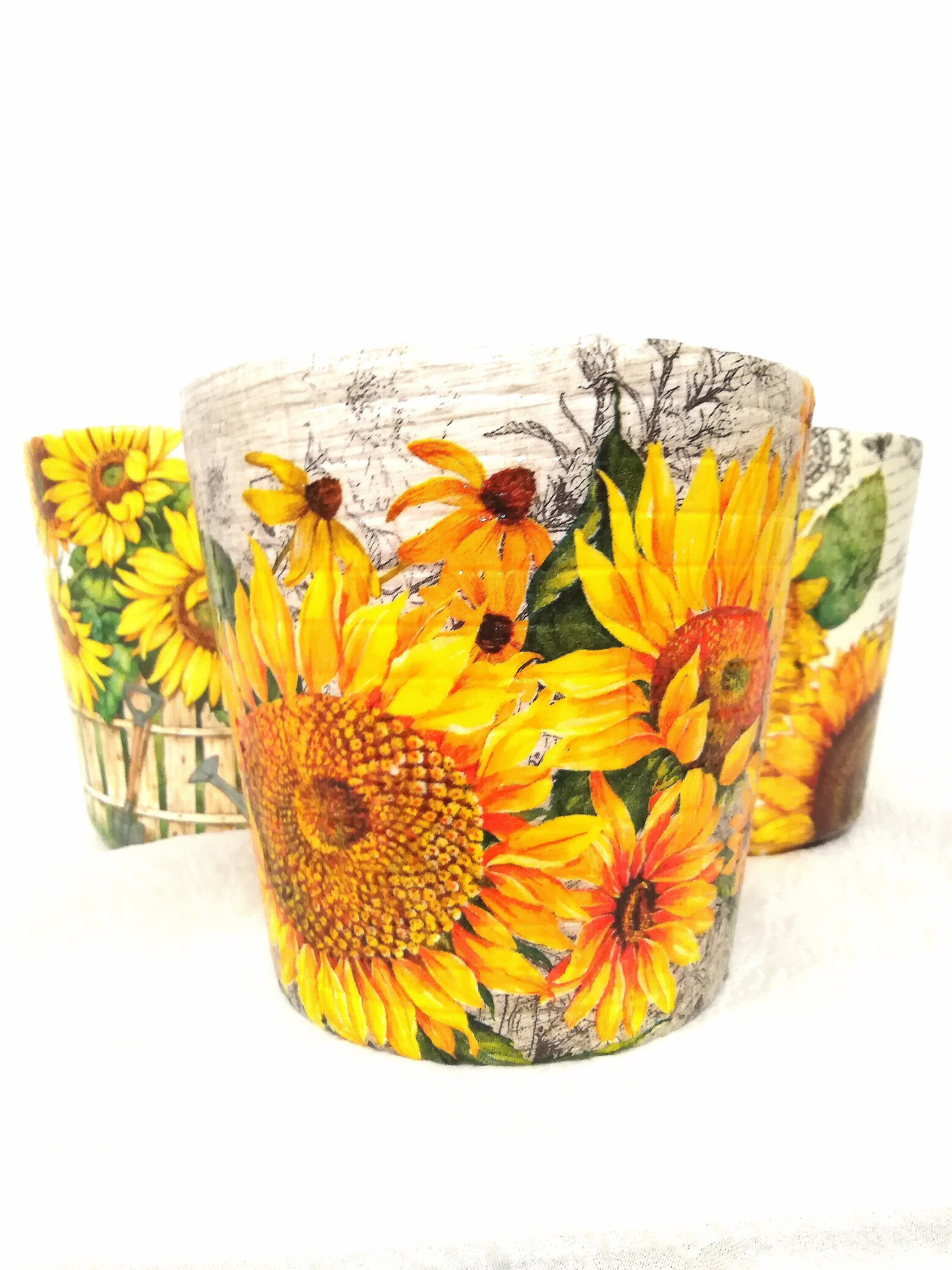 Sunflowers Plant Pot Ceramic Planters Cache Pot Hand - Etsy