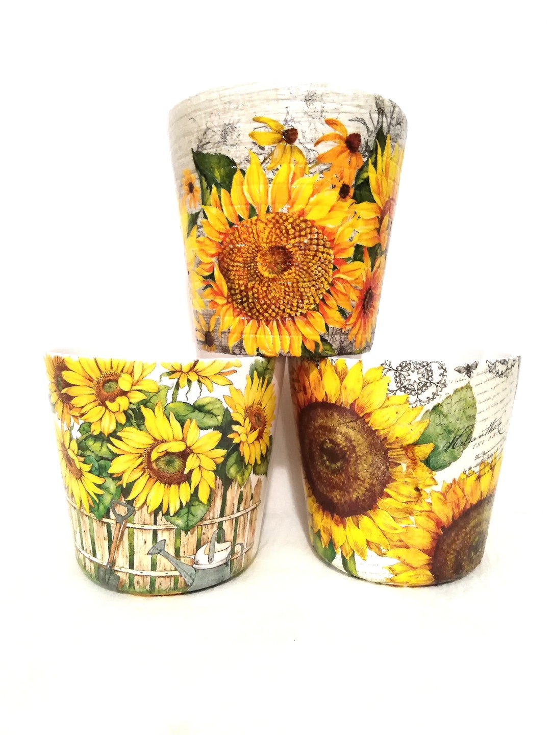 Sunflowers Plant Pot Ceramic Planters Cache Pot Hand - Etsy