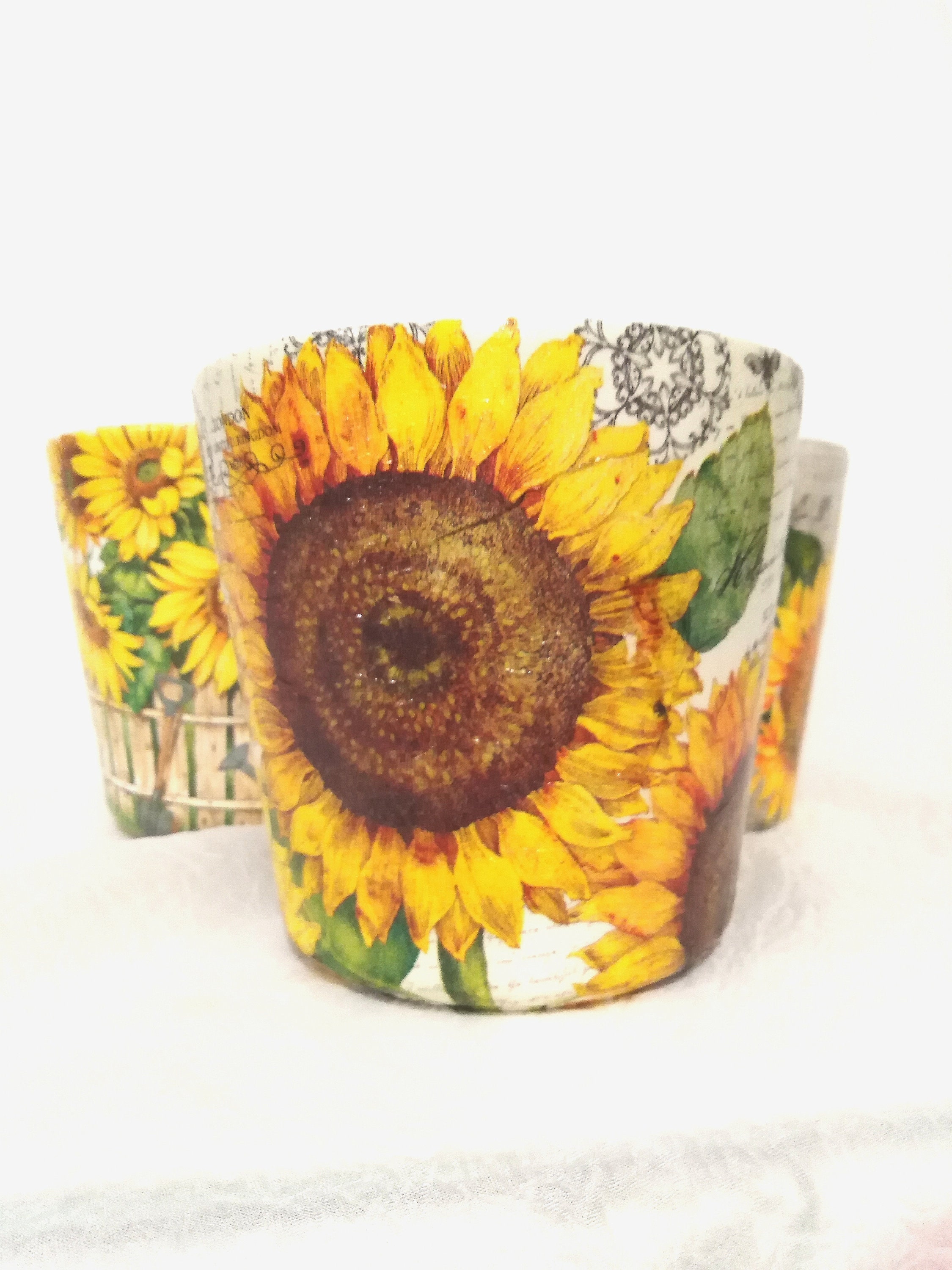 Sunflowers Plant Pot Ceramic Planters Cache Pot Hand - Etsy