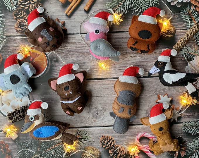 Australian Animals Christmas Decorations, Tree Ornaments, Felt Animals ...