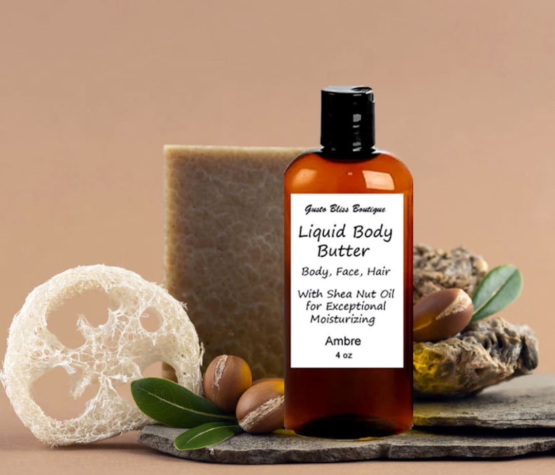 Natural Liquid Shea Body Butter: Moisturizing, Scented or Unscented (4 ...